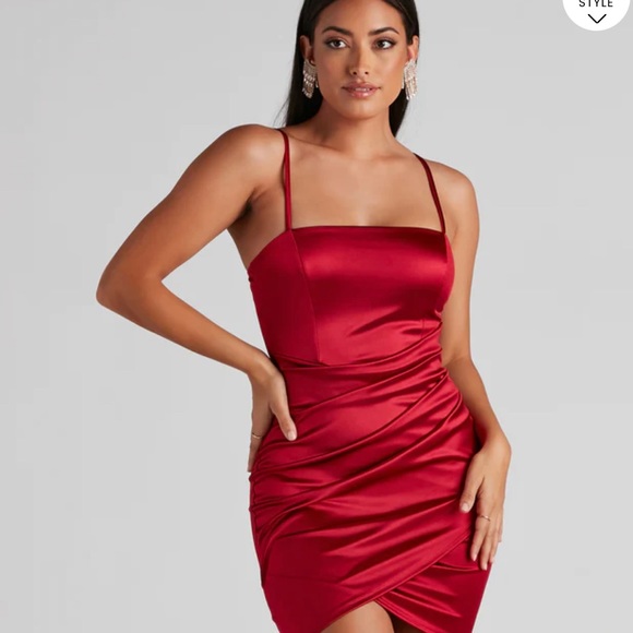 Windsor | Dresses | Windsor Wrapped In Stylish Satin Mini Dress Red ...